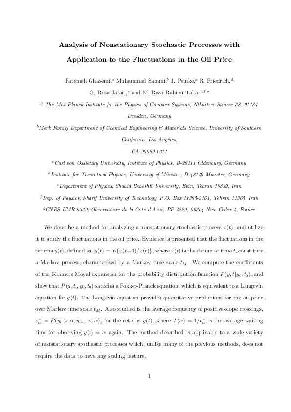 (PDF) Analyzing Nonstationary Stochastic Processes in Oil Price Fluctuations