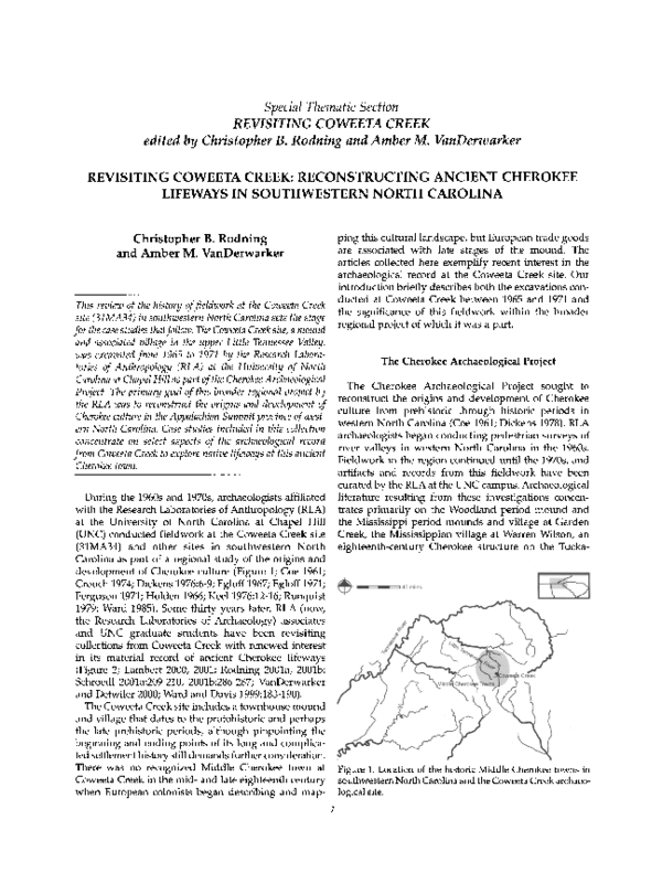 (PDF) Revisiting Coweeta Creek: Reconstructing Ancient Cherokee ...