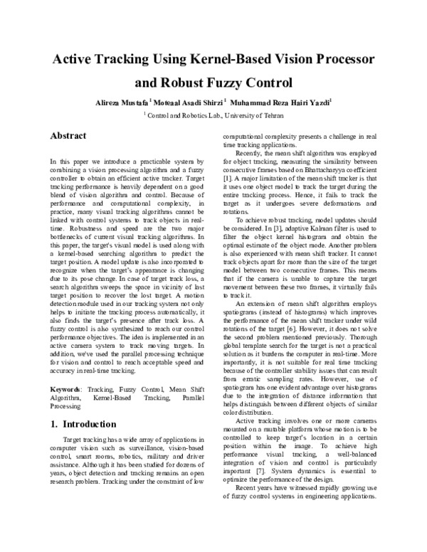 (PDF) Active Tracking Using Kernel-Based Vision Processor and Robust Fuzzy Control