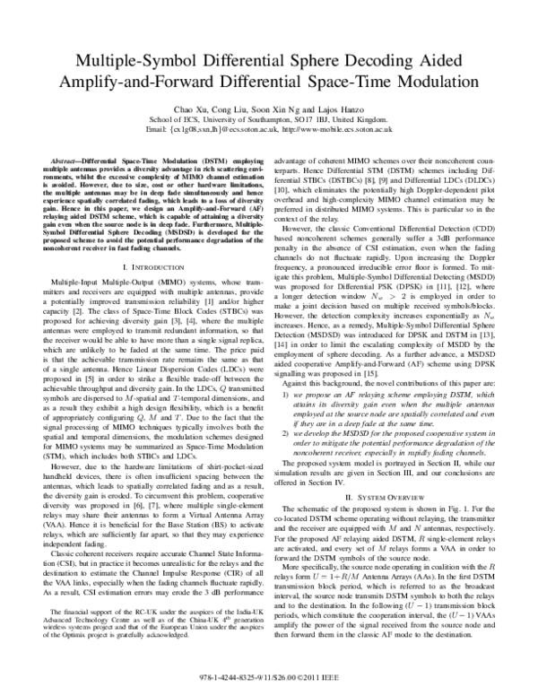 (PDF) Multiple-Symbol Differential Sphere Decoding Aided Cooperative Differential Space-Time ...