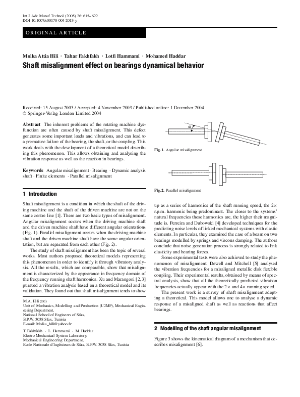 (PDF) Shaft misalignment effect on bearings dynamical behavior