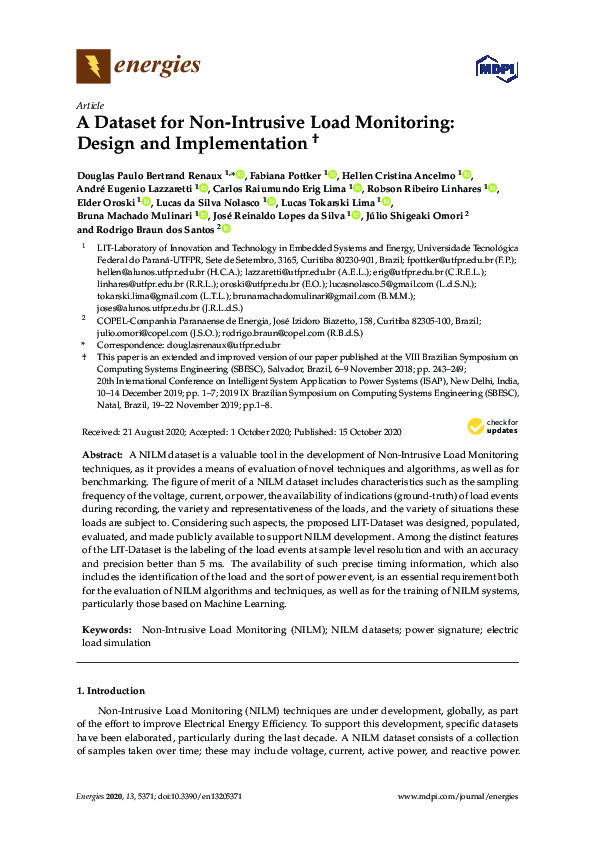 (PDF) A Dataset for Non-Intrusive Load Monitoring: Design and Implementation