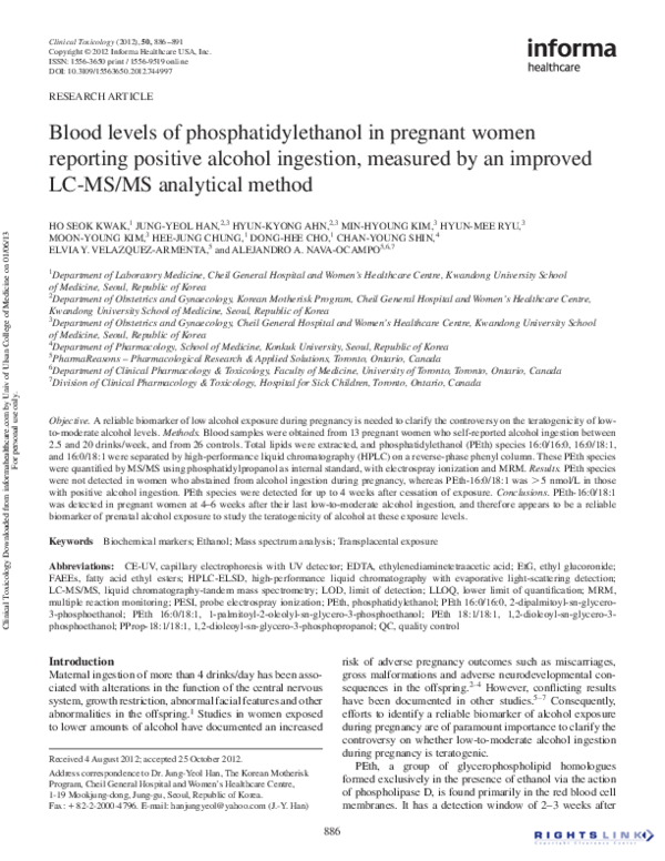 (PDF) Blood levels of phosphatidylethanol in pregnant women reporting ...