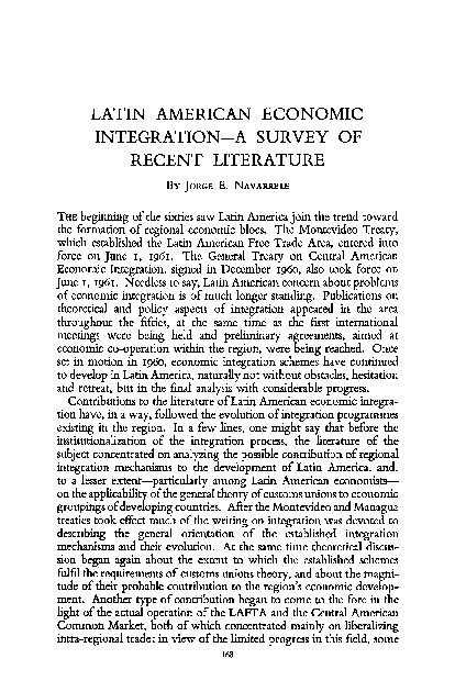 (PDF) Latin American Economic Integration-A Survey of Recent Literature