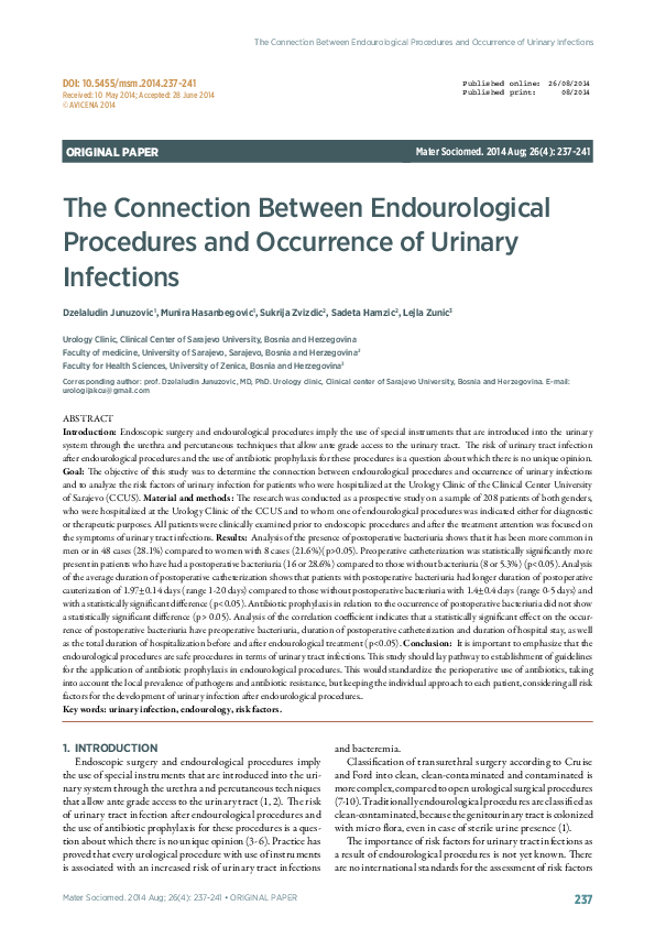 (PDF) The Connection Between Endourological Procedures and Occurrence ...