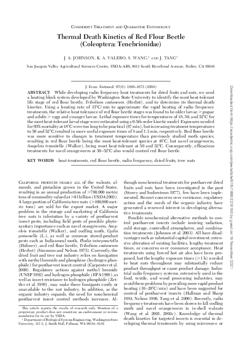 (PDF) Thermal Death Kinetics of Red Flour Beetle (Coleoptera ...