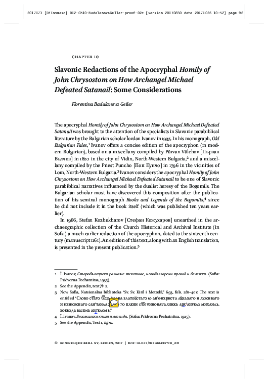 (PDF) Slavonic Redactions of the Apocryphal Homily of John Chrysostom ...