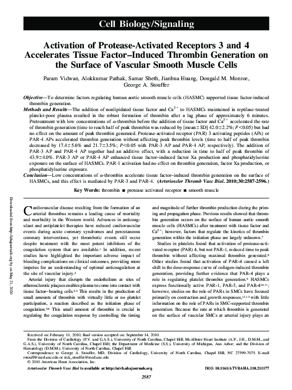 (PDF) Activation of Protease-Activated Receptors 3 and 4 Accelerates ...