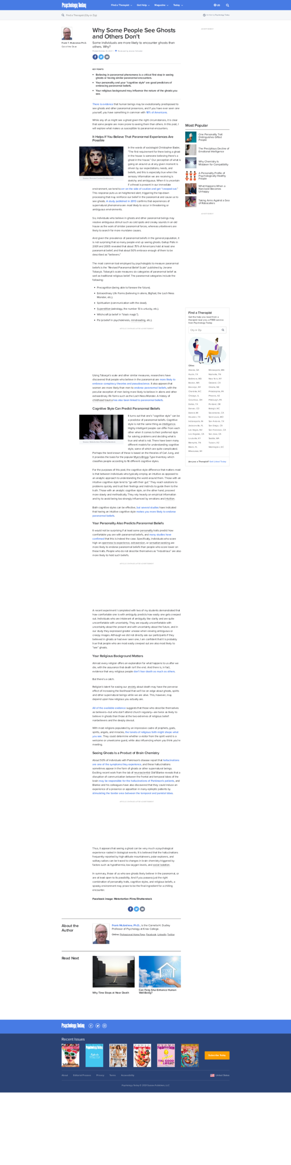 Pdf Why Some People See Ghosts And Others Dont