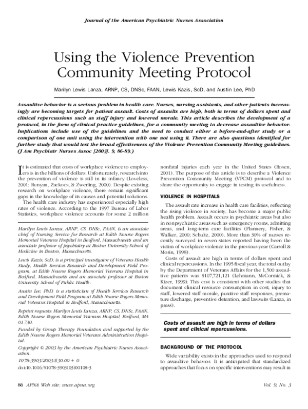 (PDF) Using the violence prevention community meeting protocol