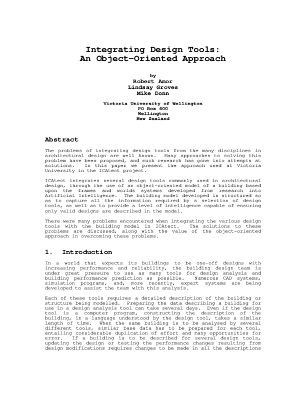 (PDF) Integrating Design Tools: An Object-Oriented Approach