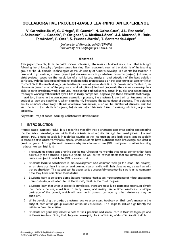 (PDF) COLLABORATIVE PROJECT-BASED LEARNING: AN EXPERIENCE