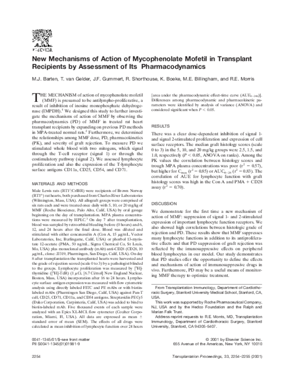 (PDF) New mechanisms of action of mycophenolate mofetil in transplant ...