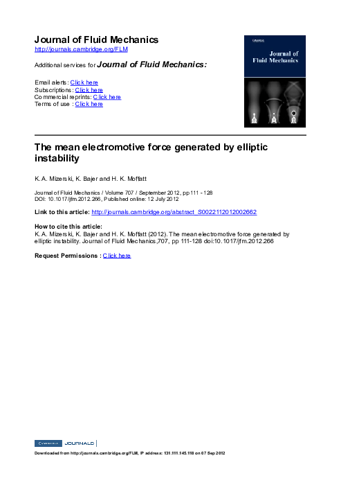 (PDF) The mean electromotive force generated by elliptic instability