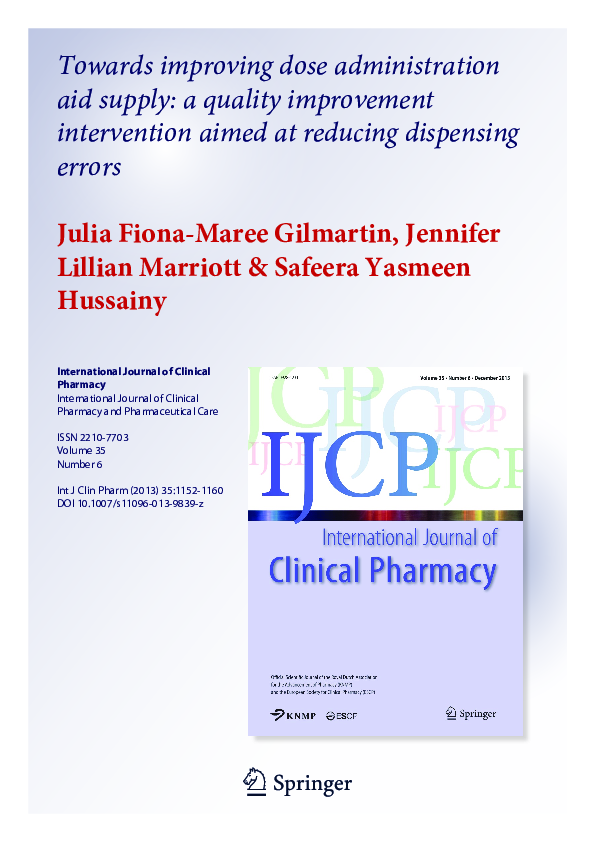 (PDF) Towards improving dose administration aid supply: a quality ...
