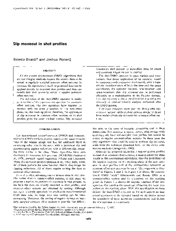 (PDF) Dip moveout in shot profiles