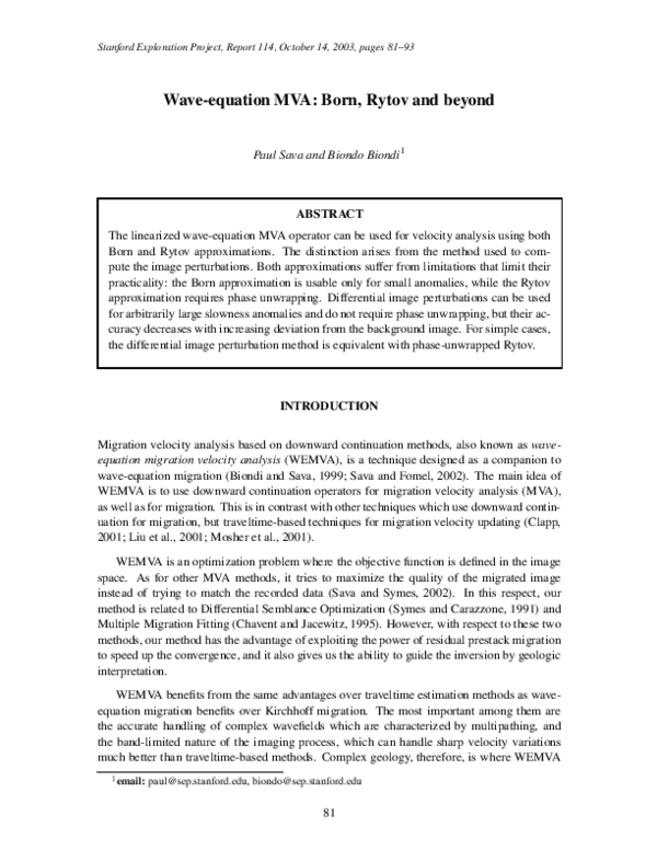 (PDF) Wave-equation MVA: Born, Rytov and beyond