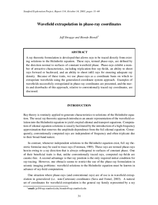 (PDF) Waveeld extrapolation in phase-ray coordinates