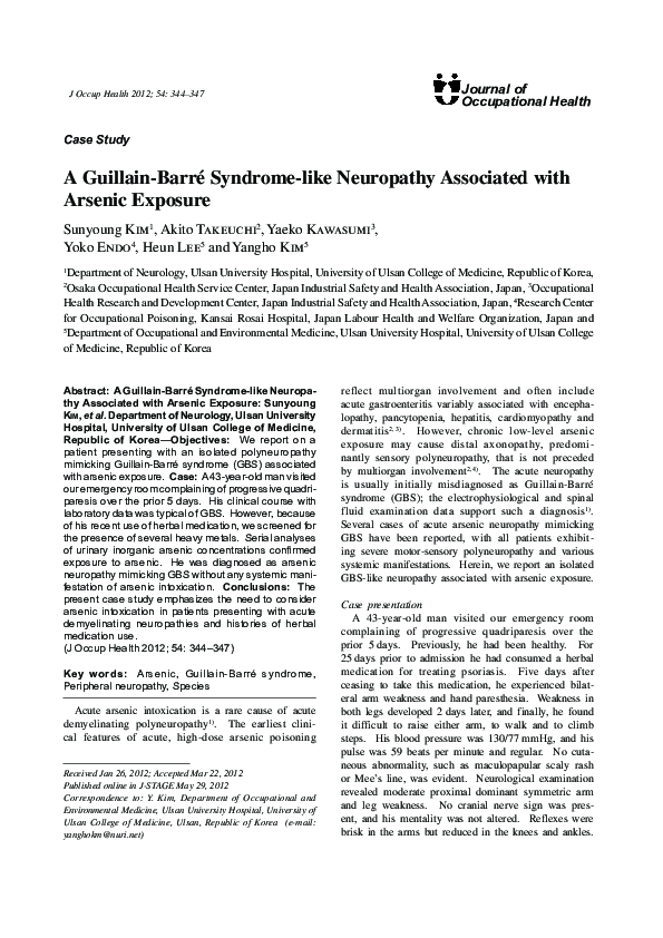 (PDF) A Guillain-Barré Syndrome-like Neuropathy Associated with Arsenic ...