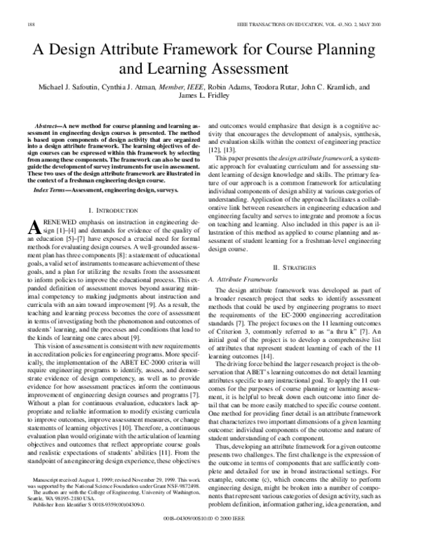 (PDF) A Design Attribute Framework for Course Planning and Learning ...