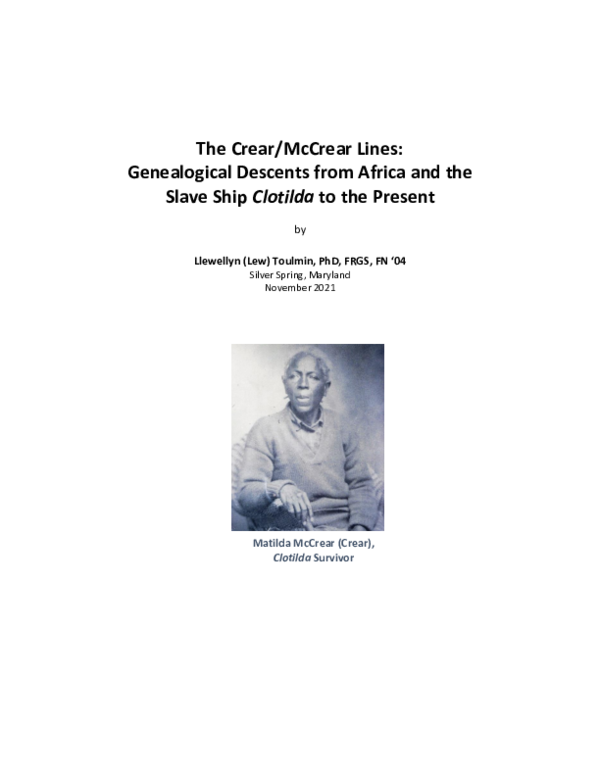 (PDF) The Crear/McCrear Lines: Genealogical Descents from Africa and ...