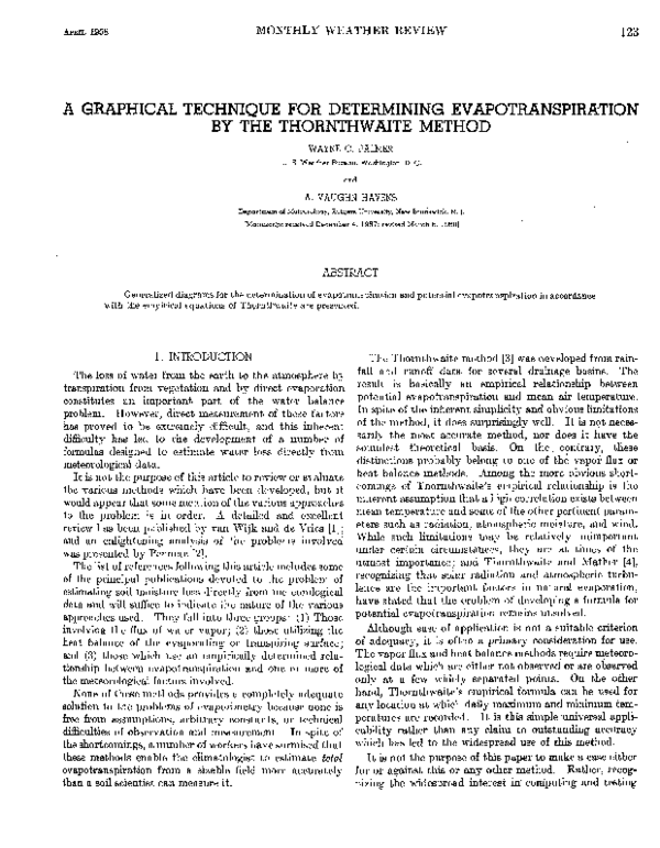 (PDF) A graphical technique for determining evapotranspiration by the ...