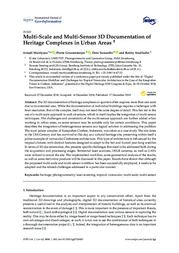 (PDF) Multi-Scale and Multi-Sensor 3D Documentation of Heritage Complexes in Urban Areas