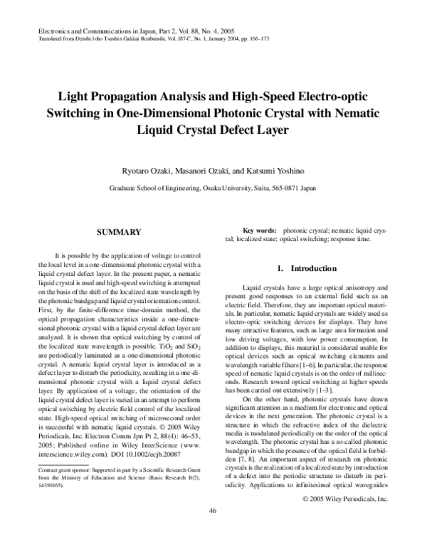 (PDF) Light propagation analysis and high-speed electro-optic switching ...