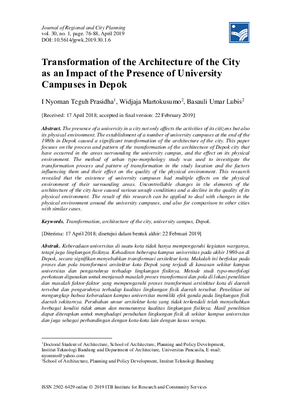 (PDF) Transformation of the Architecture of the City as an Impact of ...