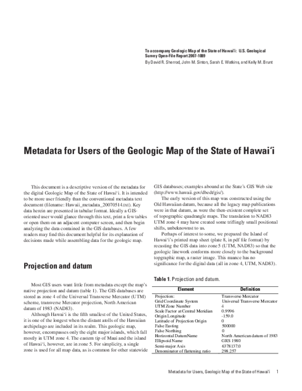 (PDF) Geologic Map of the State of Hawai`i