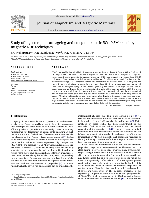(PDF) Study of high-temperature ageing and creep on bainitic 5Cr–0.5 Mo ...