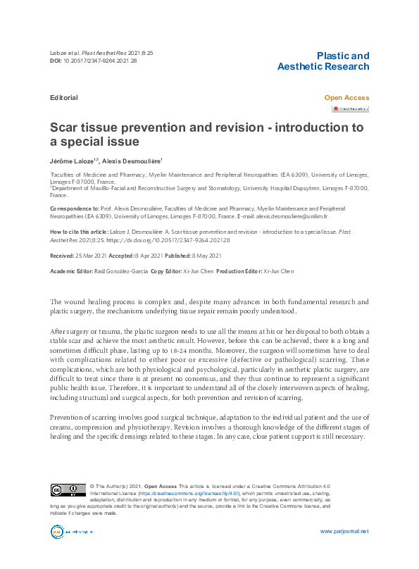 (PDF) Scar tissue prevention and revision -introduction to a special issue