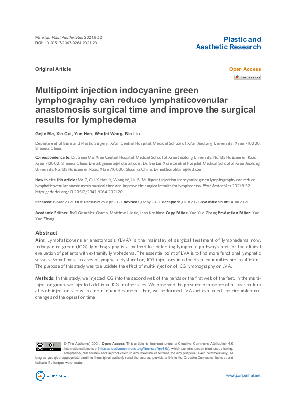 (PDF) Multipoint injection indocyanine green lymphography can reduce ...