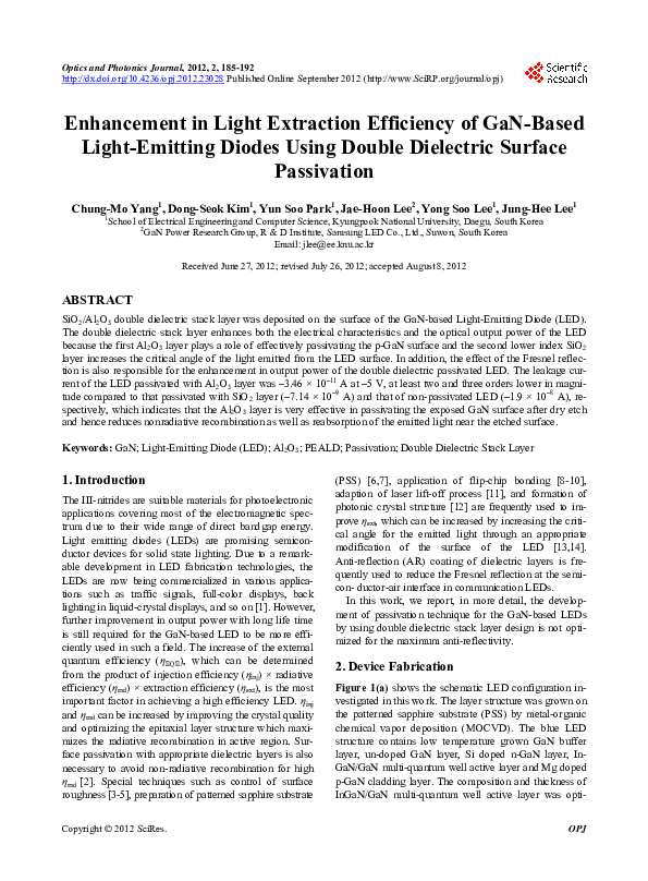 (PDF) Enhancement in Light Extraction Efficiency of GaN-Based Light-Emitting Diodes Using Double ...