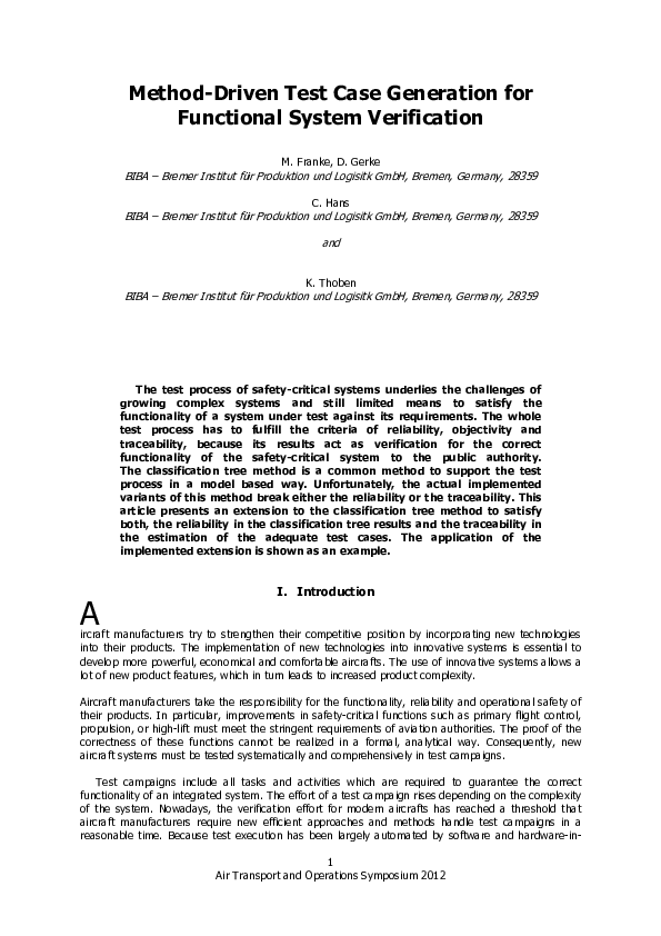 Pdf Method Driven Test Case Generation For Functional System Verification
