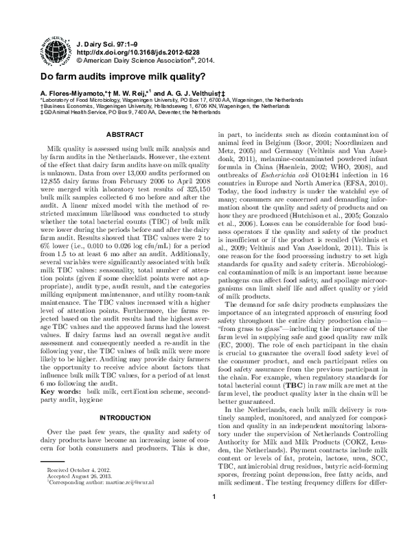 (PDF) Do farm audits improve milk quality?