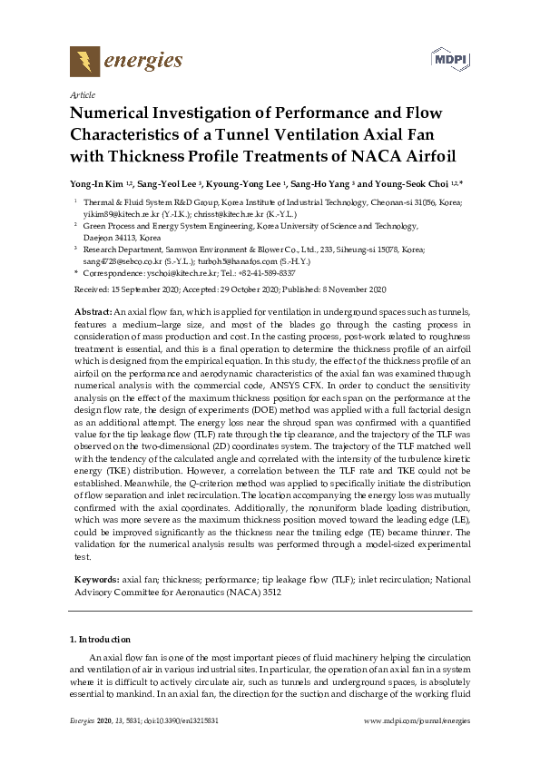 (PDF) Numerical Investigation of Performance and Flow Characteristics ...