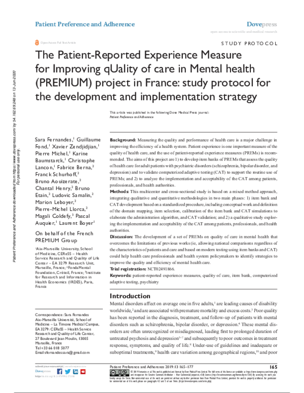 (PDF) The Patient-Reported Experience Measure for Improving qUality of ...