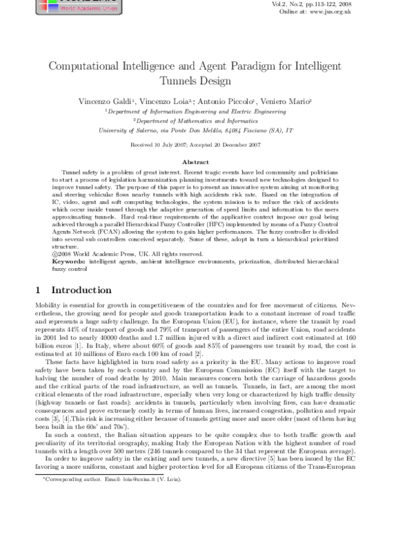 Pdf Computational Intelligence And Agent Paradigm For Intelligent Tunnels Design Vincenzo