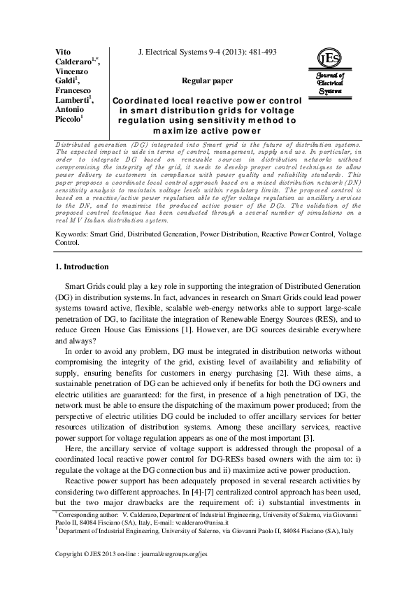 (PDF) Coordinated local reactive power control in smart distribution ...