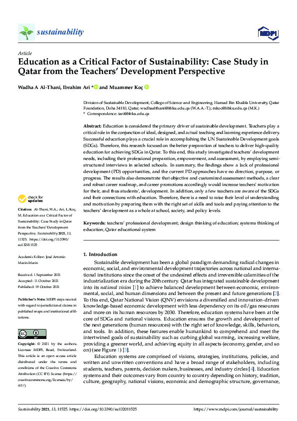 (PDF) Education as a Critical Factor of Sustainability: Case Study in ...