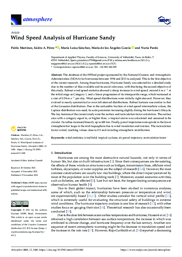 (PDF) Wind Speed Analysis of Hurricane Sandy