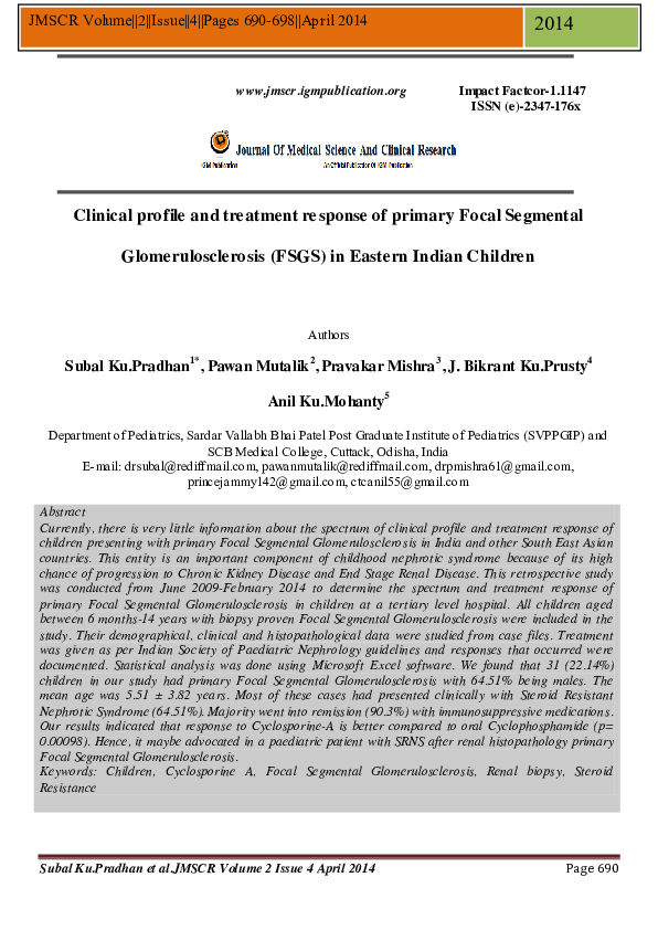 (PDF) Clinical profile and treatment response of primary Focal ...
