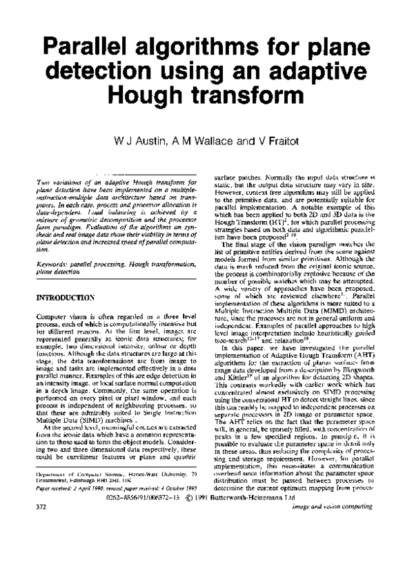 (PDF) Parallel algorithms for plane detection using an adaptive Hough transform | Andrew Wallace ...