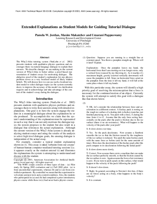 (PDF) Using Essays to Enhance Tutorial Dialogue