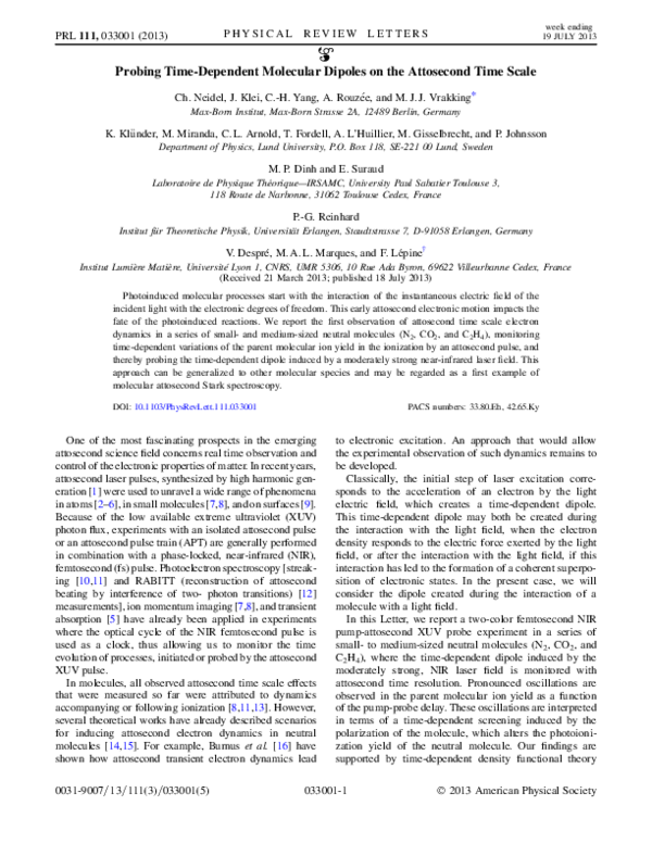 (PDF) Probing Time-Dependent Molecular Dipoles on the Attosecond Time Scale