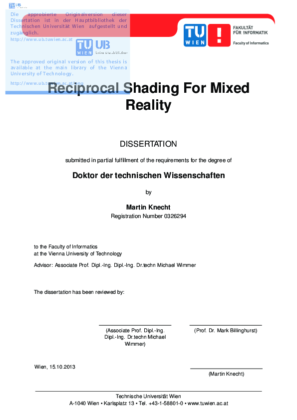 (PDF) Reciprocal shading for mixed reality