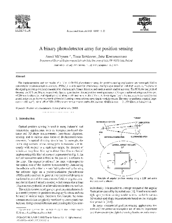 (PDF) A binary photodetector array for position sensing
