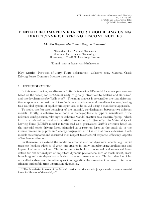 (PDF) Fracture Modelling with Strong Discontinuities (PDF) Fracture Modelling with Strong Discontinuities