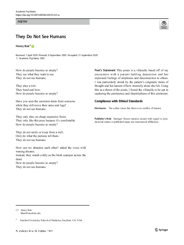 (PDF) They Do Not See Humans | Henry Bair - Academia.edu